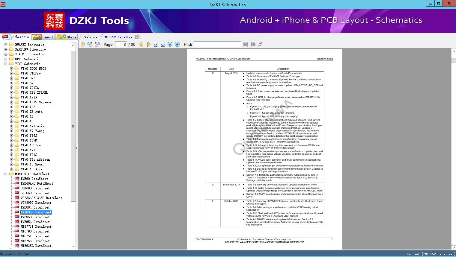 PMI8952 DataSheet - MOBILE IC DataSheet - DZKJ Schematics & PCB Layout