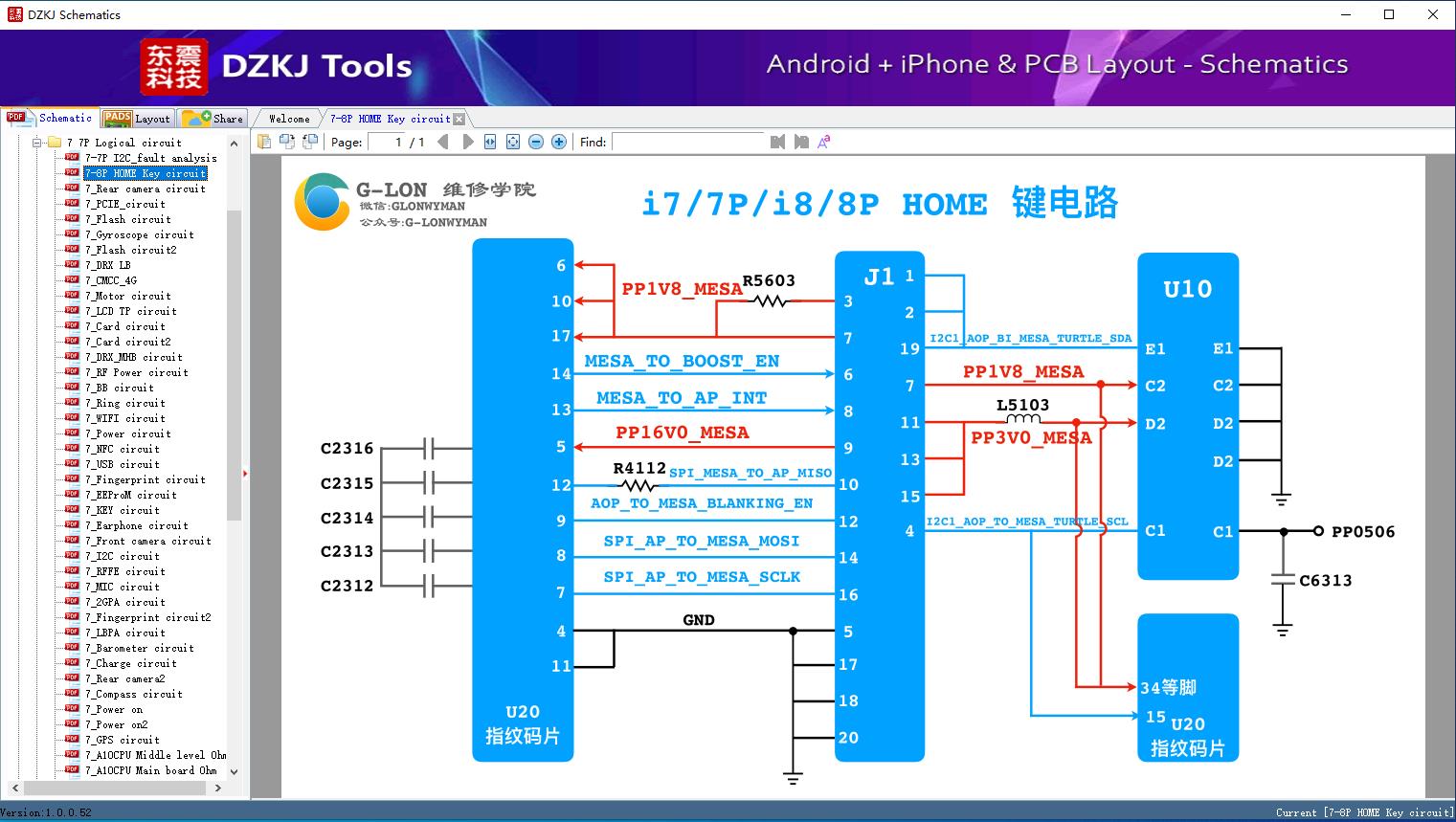 7-8P HOME Key circuit - 7 7P Logical circuit - IPHONE Schematic - DZKJ ...