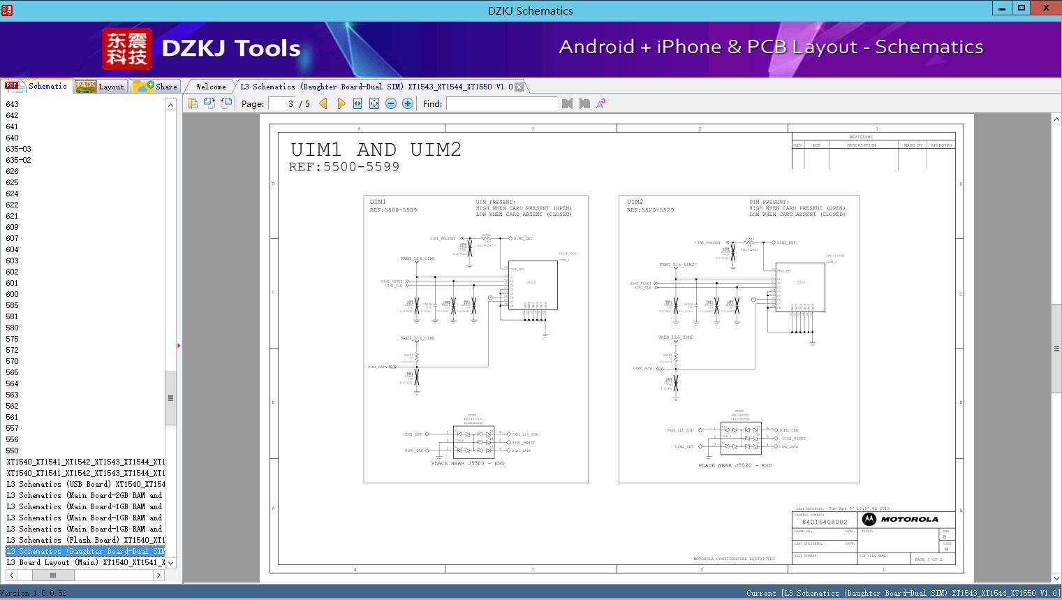 L3 Schematics (Daughter Board-Dual SIM) XT1543_XT1544_XT1550 V1.0 ...