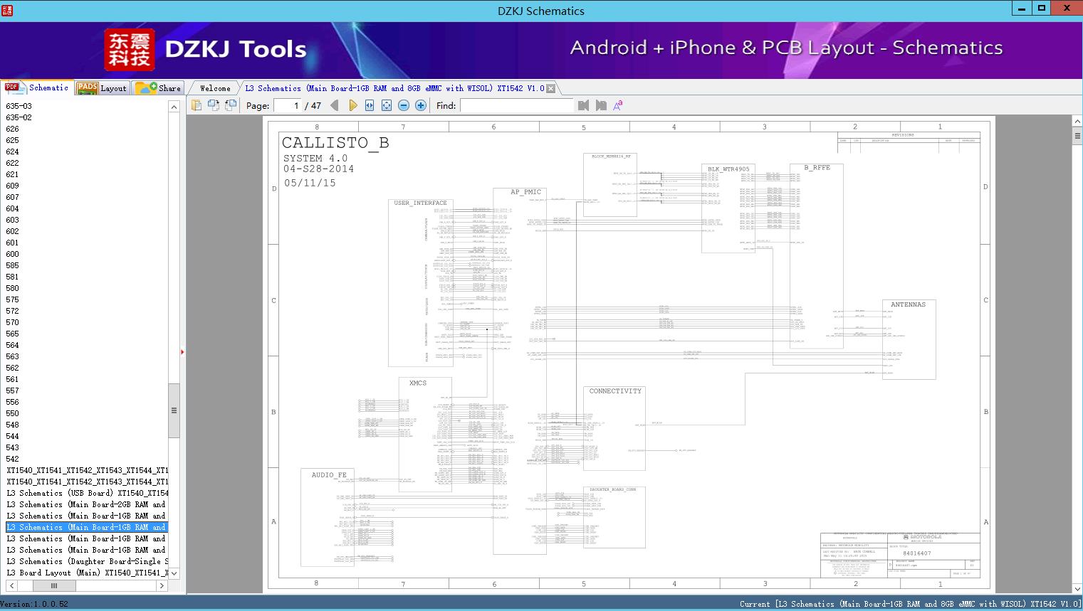 L3 Schematics (Main Board-1GB RAM and 8GB eMMC with WISOL) XT1542 V1.0 ...