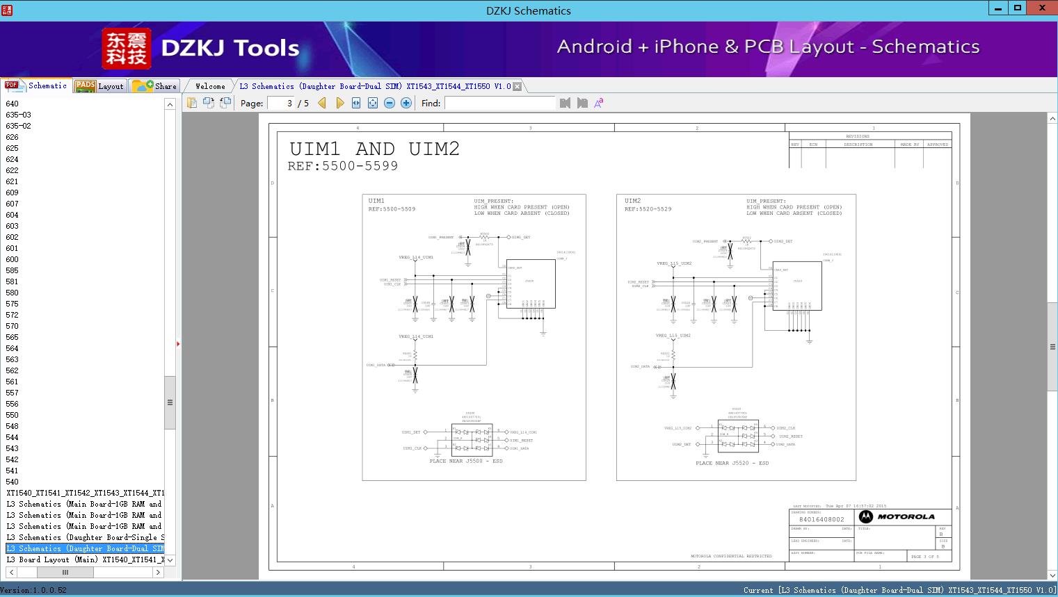 L3 Schematics (Daughter Board-Dual SIM) XT1543_XT1544_XT1550 V1.0 ...