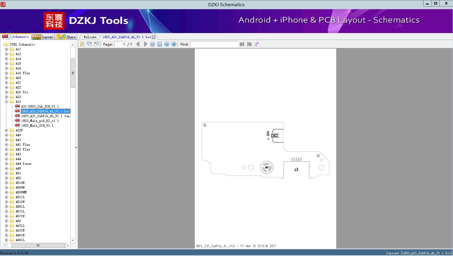 i803_A31_SubPcb_4L_V1.1 bot - A31 - ITEL Schematic - DZKJ Schematics ...