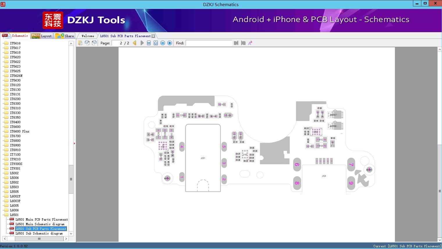 L6501 Sub PCB Parts Placement - L6501 - ITEL Schematic - DZKJ ...