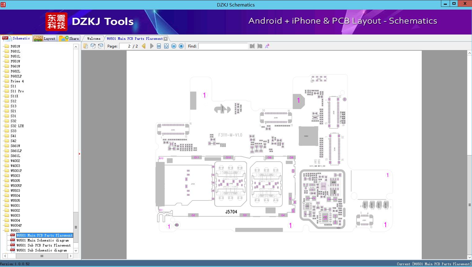 W6501 Main PCB Parts Placement - W6501 - ITEL Schematic - DZKJ ...