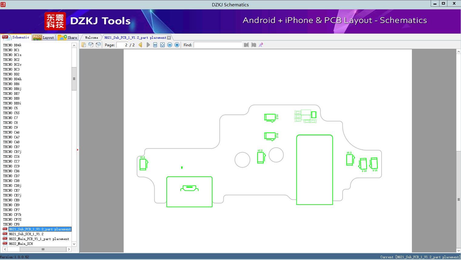 H621_Sub_PCB_1_V1.2_part placement - TECNO CF8 - TECNO Schematic - DZKJ ...
