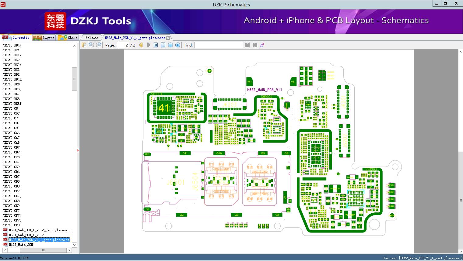 H622_Main_PCB_V1_1_part placement - TECNO CF8 - TECNO Schematic - DZKJ ...